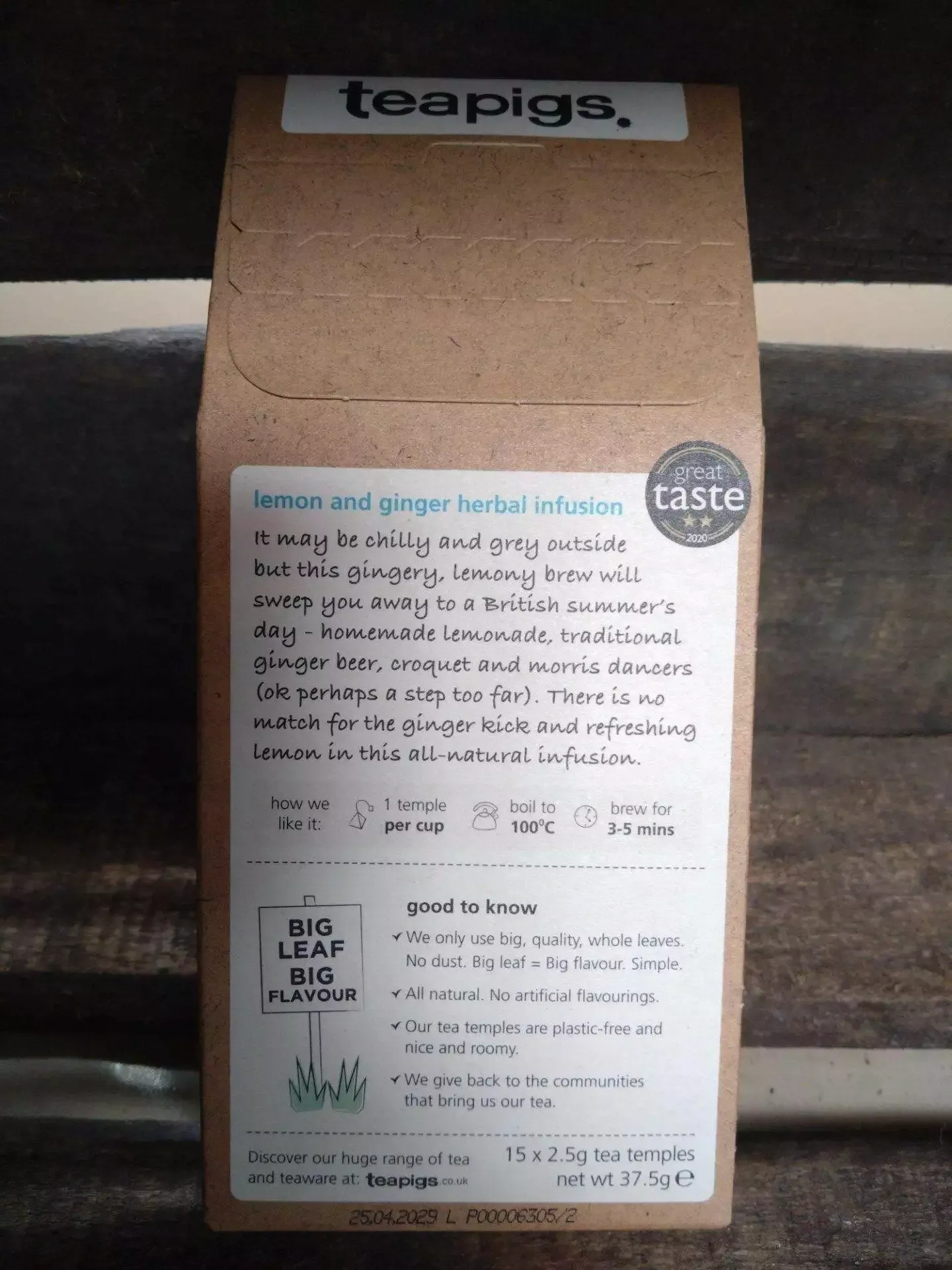 TEAPIGS Lemon & Ginger (15 Tea Temples) - Organically Speaking Organic Shop