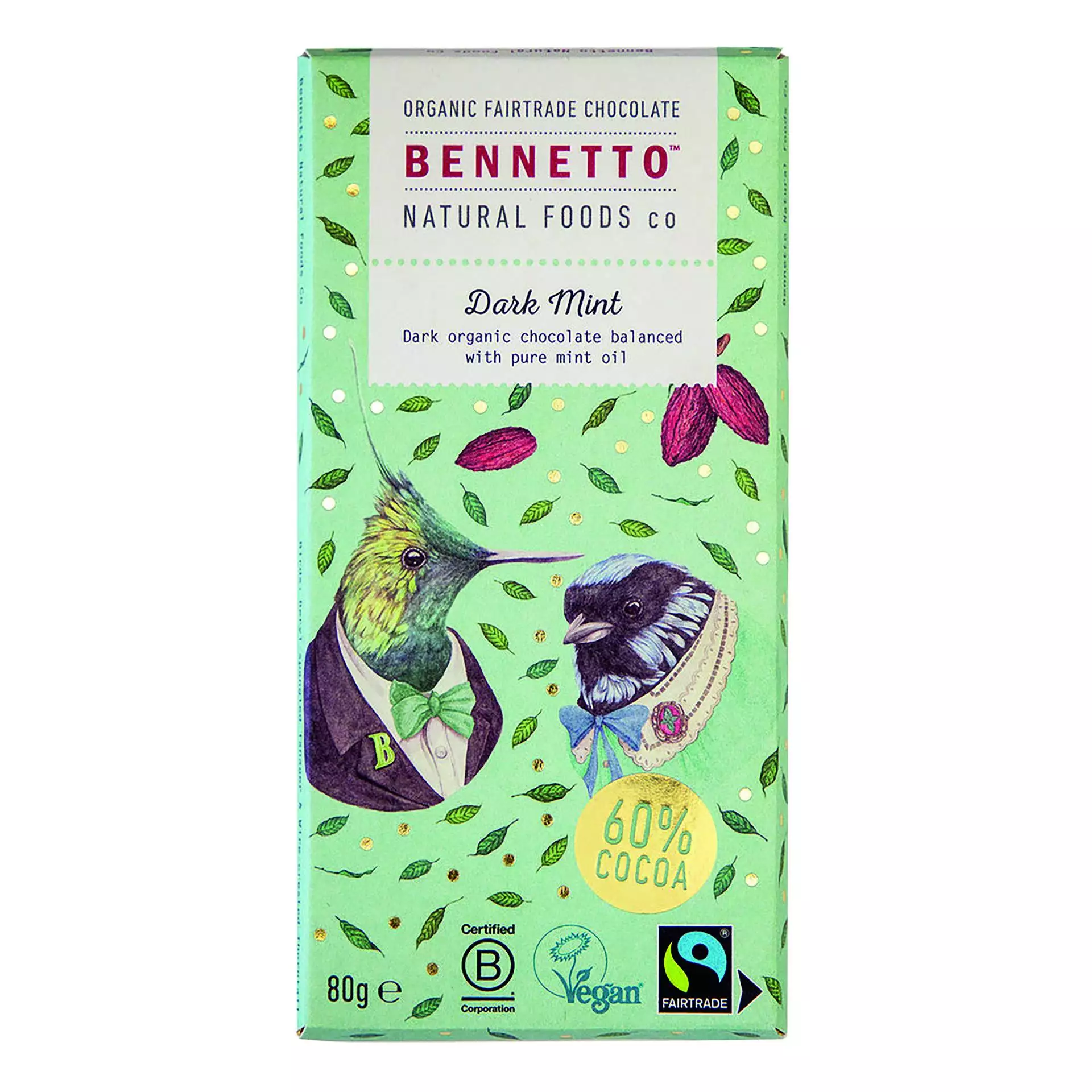 BENNETTO Organic Dark Chocolate with Mint (80g) - Organically Speaking ...